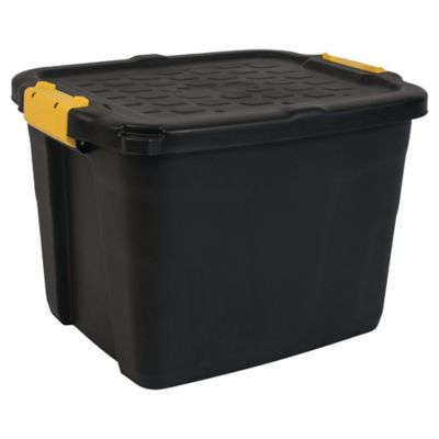Strata Heavy Duty Storage Box W/Lid 42L Black