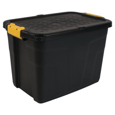 Strata Heavy Duty Storage Box W/Lid 60L Black