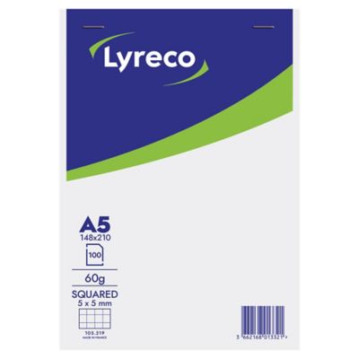Bloc-notes Lyreco - A5 - 200 pages - blanc quadrillé