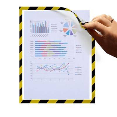 A4 H&S Magnetic Document Holder Windows Black/Yellow Hazard Pack of 4