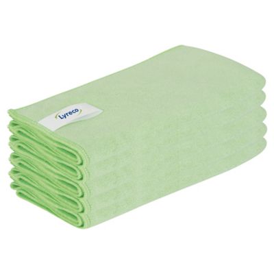 Chiffon microfibre Lyreco, 53 x 70 cm, vert, le paquet de 5 chiffons