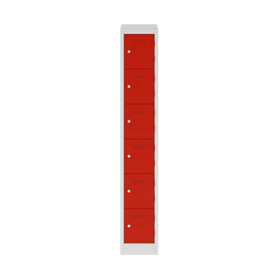 Bisley 6 Door Primary Locker - Red - 1800x300x450mm