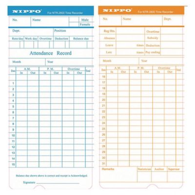 NIPPO NTR-2800 Time Card - Box of 100