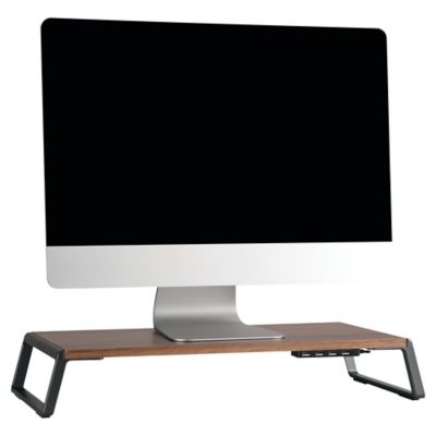 Alba monitor stand with 4 USB ports, wood/aluminium