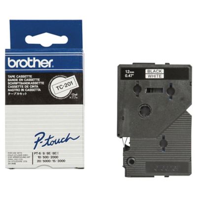 Ruban Brother TC-201 - 12 mm - noir sur blanc