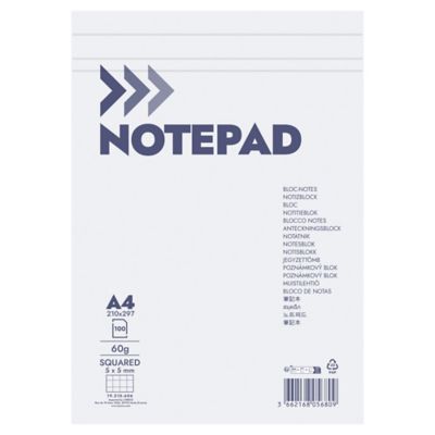 Bloc-notes ARWS, A4, 200 pages, blanc, quadrillé