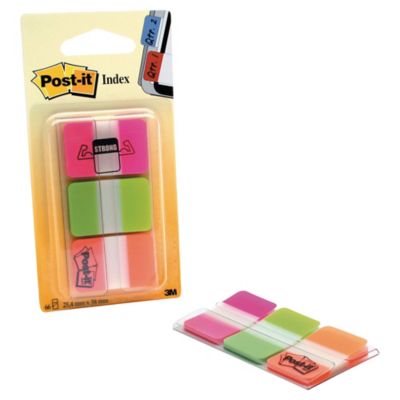 Marque-pages Post-it onglets rigides - coloris néon - 3 x 22 feuilles