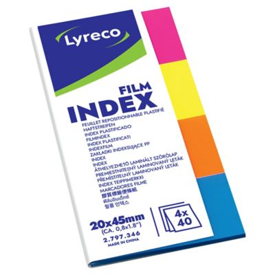 Lyreco Film Index Markers 20x45mm 200-Sheet Asst