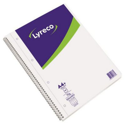 LYRECO NOTEBK A4 80SHT 70G 5X5 DBL WIRE