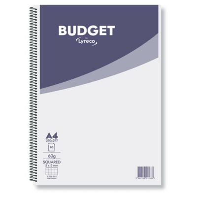 Lyreco Budget Notebook A4 60gsm Squared Spiral - Pack Of 10