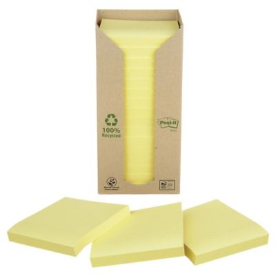 Post-It Recyclable Yellow Sticky Notes Tower 76 X 76mm - Pack of 16