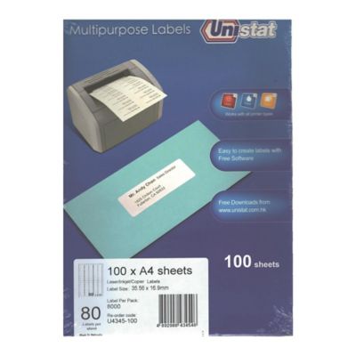Unistat U4345 Multi Purpose Label 35.56 x 16.9mm - Box of 8000 Labels