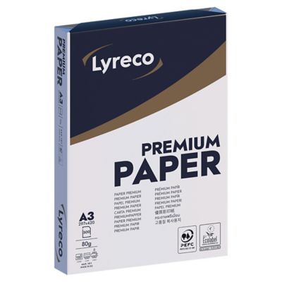 Lyreco Premium A3 White Paper 80gsm - Box of 3 Reams (3 X 500 Sheets)