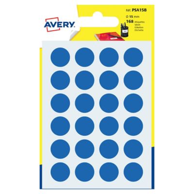 Gommette ronde Avery - diamètre 15 mm - bleue - sachet de 168
